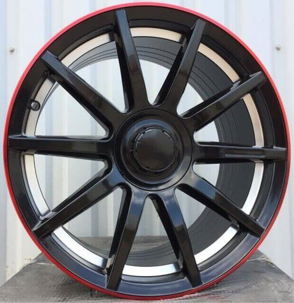 MERCEDES STYLE 119 Black Matt Face Machined+Red Lip | Κώστας ...